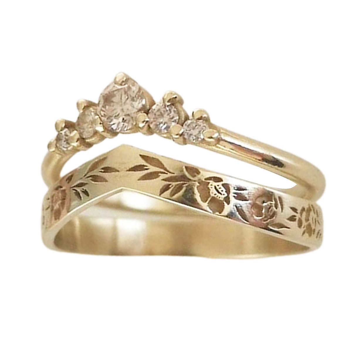 Rubyyouhe8 Women Fashion V-Shaped Rhinestone Inlaid Wedding Engagement Ring Jewelry GiftRomantic Gift for Her Women Girls on Valentine's Day, Mother's Day, Birthdays -US 9