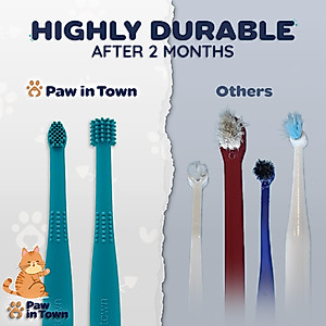 PAWINTOWN Soft Cat Toothbrush Set – Suitable for Dogs – Food Grade Silicone – Cat Dental Care, Cat Teeth Cleaning, Cat Tooth Brushing Kit (Tropical Teal)
