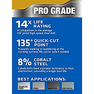 Century Drill & Tool 26220 Cobalt Pro Grade Drill Bit, 5/16"