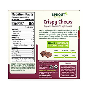 Sprout Organic Toddler Snacks, Crispy Chews, Red Berry & Beet, 3.15 oz - Pack of 10