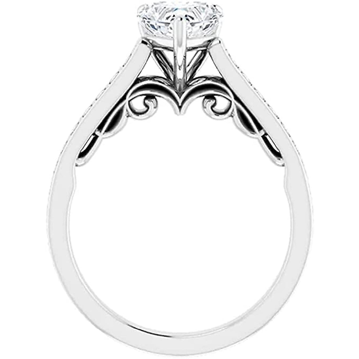 Moissanite World Art Deco Engagement Ring, Heart Cut 2.00CT, VVS1 Clarity, Colorless Moissanite Ring, 925 Sterling Silver, Valentine's Gift, Wedding Ring, Perfact for Gift (7.5)