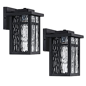 TUUANA Outdoor Wall Light Fixtures, Waterproof Porch Lights Wall Lanterns, Exterior Modern Matte Black Wall Mount Lighting, Anti-Rust E26 Socket Wall Scones for Front Door Garage, 2 Pack