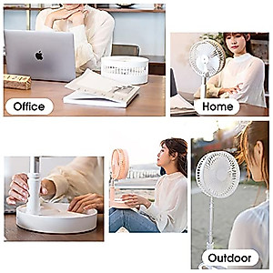 Portable Standing Fan with Remote Control, 8" Foldable Desk Fan, 7200mah Quiet Fan Table Fan, USB Floor Fan, 4 Speed Settings Telescopic Pedestal Fans for Personal Bedroom Office Fishing Camping