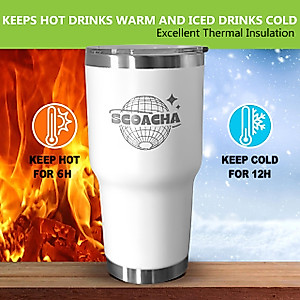 SCOACHA 30 oz Stainless Steel Double Wall Vacuum Insulated Travel Tumbler – Durable and Spill-Proof Lid – Perfect for On-the-Go, Work, and Outdoors. (White)