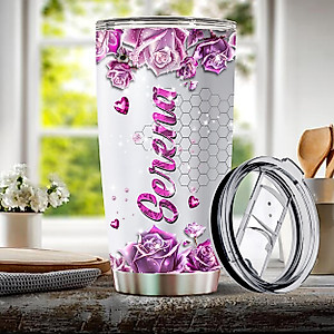 WONWIX Personalized Queen Bee Gifts for Women Insulated 20oz Stainless Steel Gift for Girls, Wife, Daughter Bee Lovers, Water Bottle, Travel Cups Tumblers Christmas Birthday Mother's Day Valentine