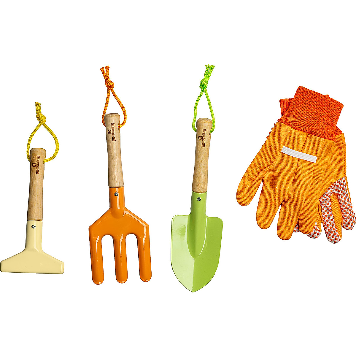 Kinderific Gardening Set, Tool Kit, for Kids, STEM, Includes Tote Bag, Spade, Watering Can, Rake, Fork, Trowel and Gloves (Pale Yellow)