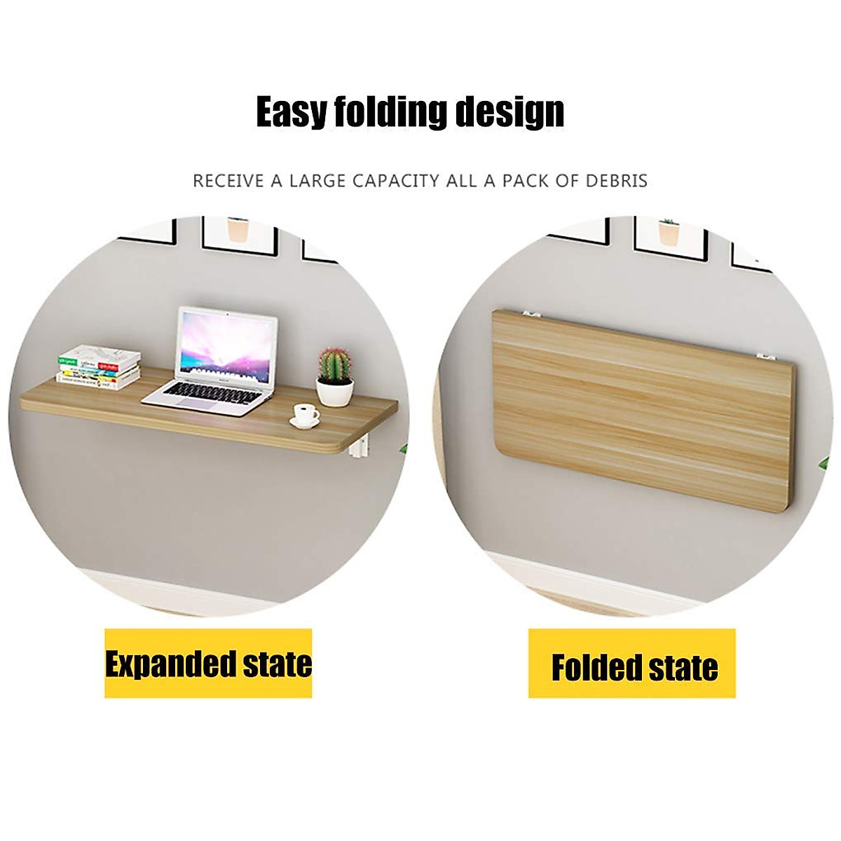 Folding Wall Mounted Workbench Drop Leaf Table, for Small Spaces Desk Office Home Kitchen Solid Wood Dining Table Computer Desk (Multiple Sizes)