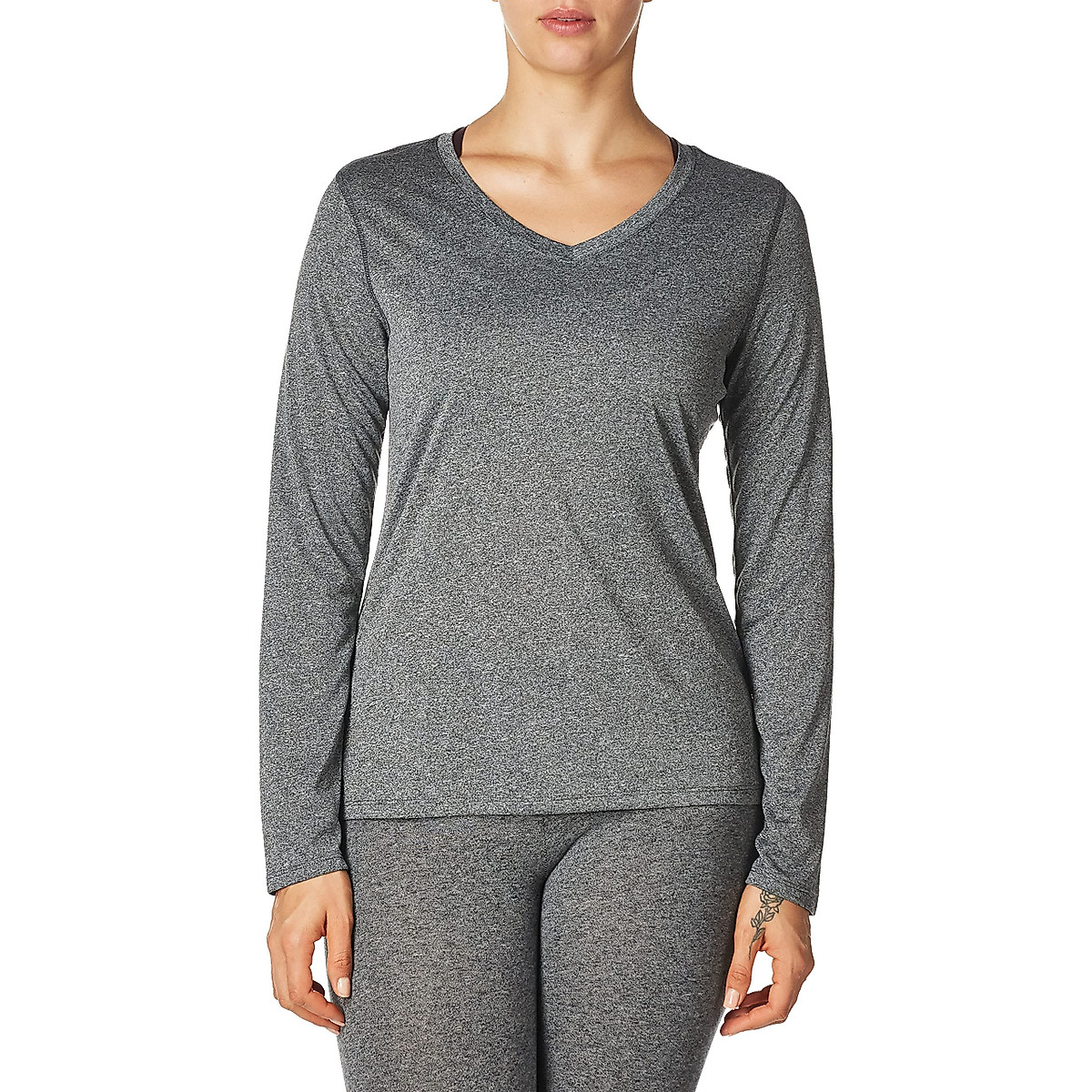 Hanes womens O9309 athletic shirts, Black Heather, Medium US