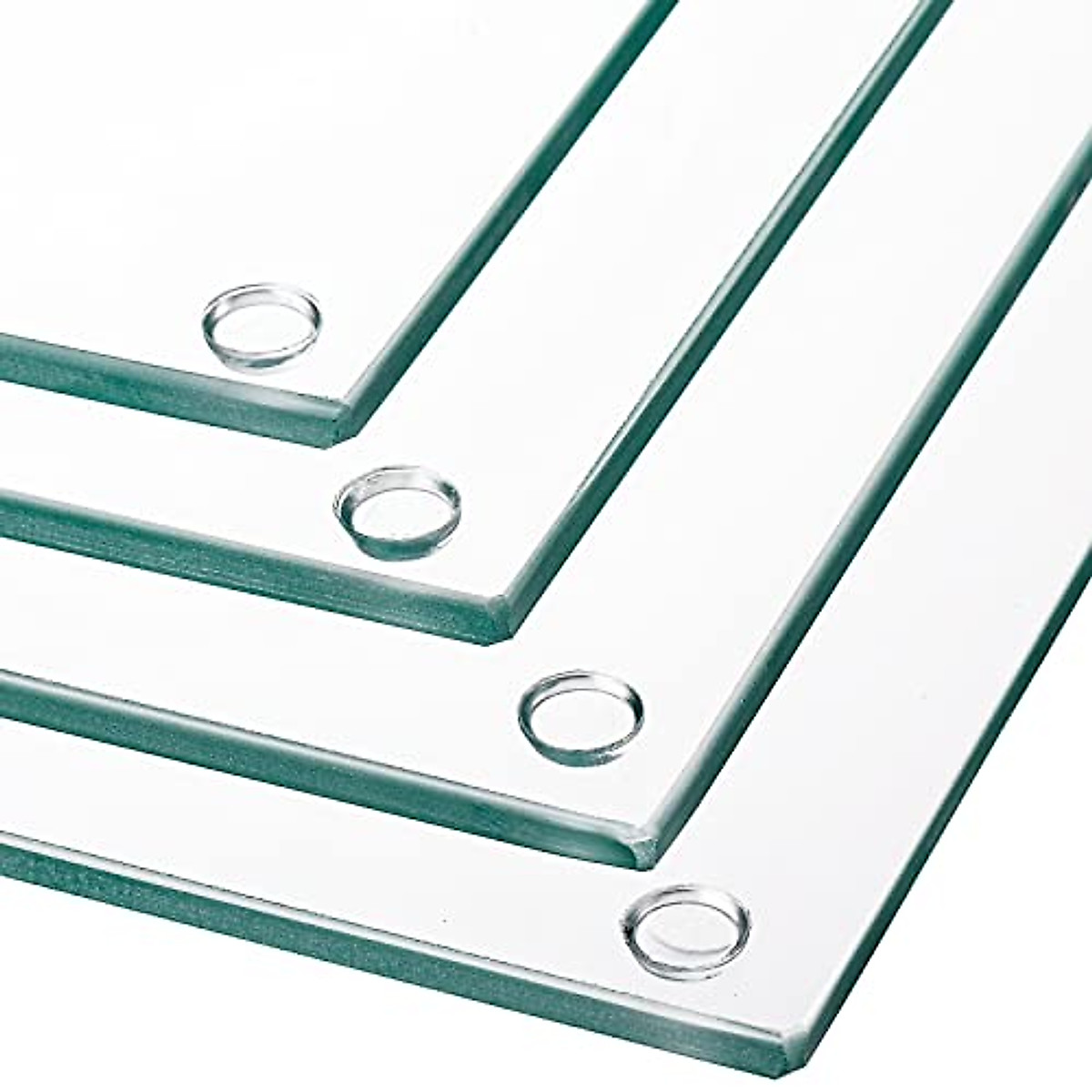 Hacaroa Set of 4 Tempered Glass Cutting Board, 10"x10" Square Chopping Board with Rubber Feet, Non-slip Glass Tray for Kitchen Countertop, Long Lasting, Shatter-Resistant, Dishwasher Safe, Clear