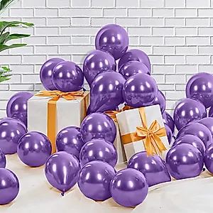 Purple Balloons, 5 Inch Balloons 50pcs, Purple Chrome Balloons, Purple Metallic Balloons, Foil Balloons, Balloons for Party Decoration, Purple Round Balloon Arch