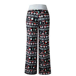 AMiERY Women's Christmas Pajamas Pants Xmas Gifts Pajama Bottoms Pants Palazzo XXL
