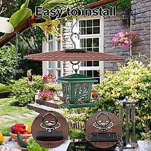 Bird Feeder Baffle with Solar Lamp, Wide Diameter Hummingbird Feeders Covers,Weather Guard Protect Feed from Sun and Bird Seed Dry,for Hanging Bird Feeders Guard-13inches