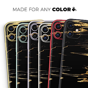 Design Skinz Black & Gold Marble Swirl V2 - DesignSkinz Protective Vinyl Decal Wrap Skin Cover Compatible with The Apple iPhone 8 (Full-Body, Screen Trim & Back Glass Skin)