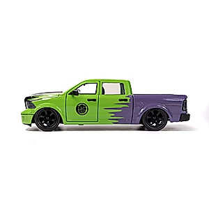 Marvel 1:24 Dodge Ram 1500 Die-Cast Car & 2.75" Incredible Hulk Figure, Toys for Kids and Adults