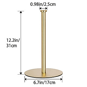 Gold Paper Towel Holder Countertop, OBODING, Kitchen Paper Towel Holder Stand for Kitchen and Bathroom Organization and Storage, Paper Towel Holders for Standard and Large Size Rolls (Gold)