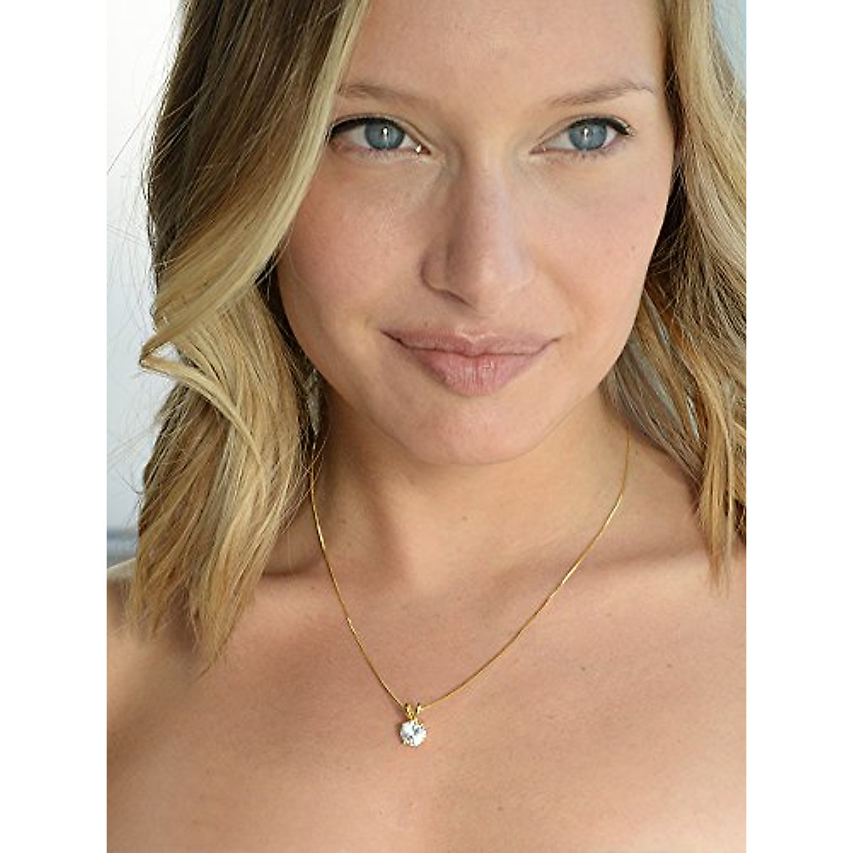 Mariell Cubic Zirconia Crystal Gold Pendant Necklace for Women, 2 Carat CZ, Bridal Wedding Jewelry Gift