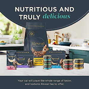 Reveal Natural Wet Cat Food, 12 Count, Grain Free, Limited Ingredient Canned Food for Cats, Fish and Chicken Variety in Broth, 2.47 oz Cans