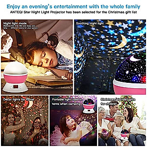 Star Projector Night Lights for Kids, ANTEQI Kids night Light With Timer Rotation for Ceiling for Adult Teen Girls Room Decor
