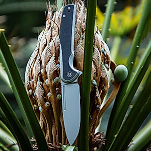 CIVIVI Voltaic Folding Knife 3.48-in Silver Bead Blasted 14C28N Blade Stainless Steel Handle with G10 Inlay Nested Frame Lock Pocket Knife EDC Knife C20060-2