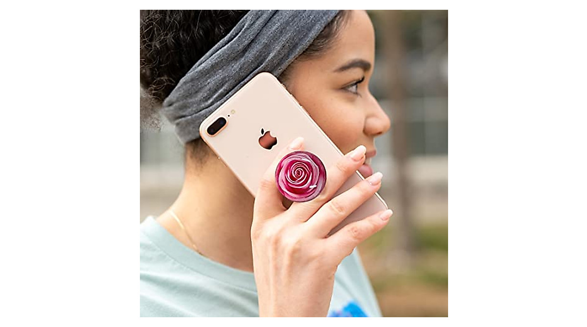 Stylish Pink Rose Phone Grip - Secure & Hands-Free Convenience