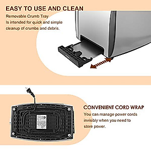 Toaster 2 Slice Best Rated - Stainless Steel Toaster Easy To Use with Removable Crumb Tray Two Slice Toaster with 2 Slice Extra Wide Slots for Bagels, Cancel/ Defrost/ 6 Bread Shade Settings/ Reheat Function