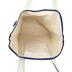 DALIX Personalized Tote Bag For Women Monogram Initial Open Top Navy Blue M