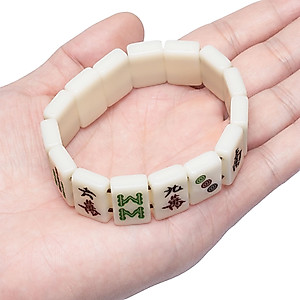 Yellow Mountain Imports Mahjong Mini-Tiles Stretchy Bracelet