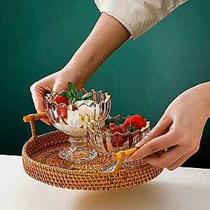 Z·Bling 2 PCS 120ml Dessert Bowls Footed Glass Cups,Small Size,for Dessert,Yogurt,Ice Cream,Cocktail,Trifle,Pudding,Christmas Holiday Party