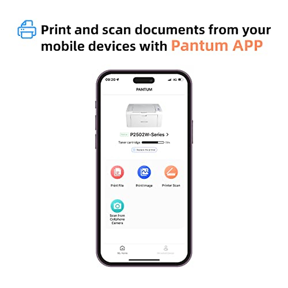 Pantum P2502W Black and White Laser Printer with Wireless Printing, Compact Size, 23 Pages per Minute (V5J87A)
