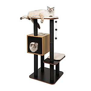 Vesper Cat Tree, High Base, Oak, 52063, 56 x 56 x 81.5 cm (22 x 22 x 32 in)