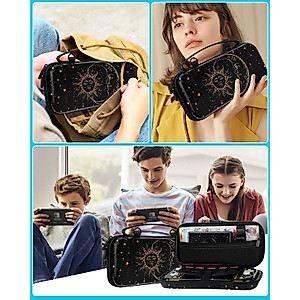 Gurgitat 7in1 Sun Moon Witchy Switch Lite Case for Nintendo Switch Lite Carrying Cases Girly Protective Cover Dockable Skin+Thumb Grips+Game Holder+Shoulder Strap+Sticker for Switch Lite Travel Case