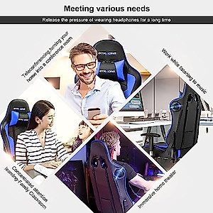 GTRACING Gaming Chair with Speakers Bluetooth Music Video Game Chair Audio Ergonomic Design Heavy Duty Office Computer Desk Chair（Blue）