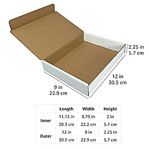 Amazon Basics Mailer Shipping Box, 50 Pack, White, 12 x 9 x 2.25 inches