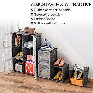 KOUSI Portable Cube Storage - 14"x14" Cube Cube Organizer Storage Organizer Clothes Storage Storage Shelves Furniture for Clothes Plastic Dresser Storage Cubes, Black (4x4 Cubes)