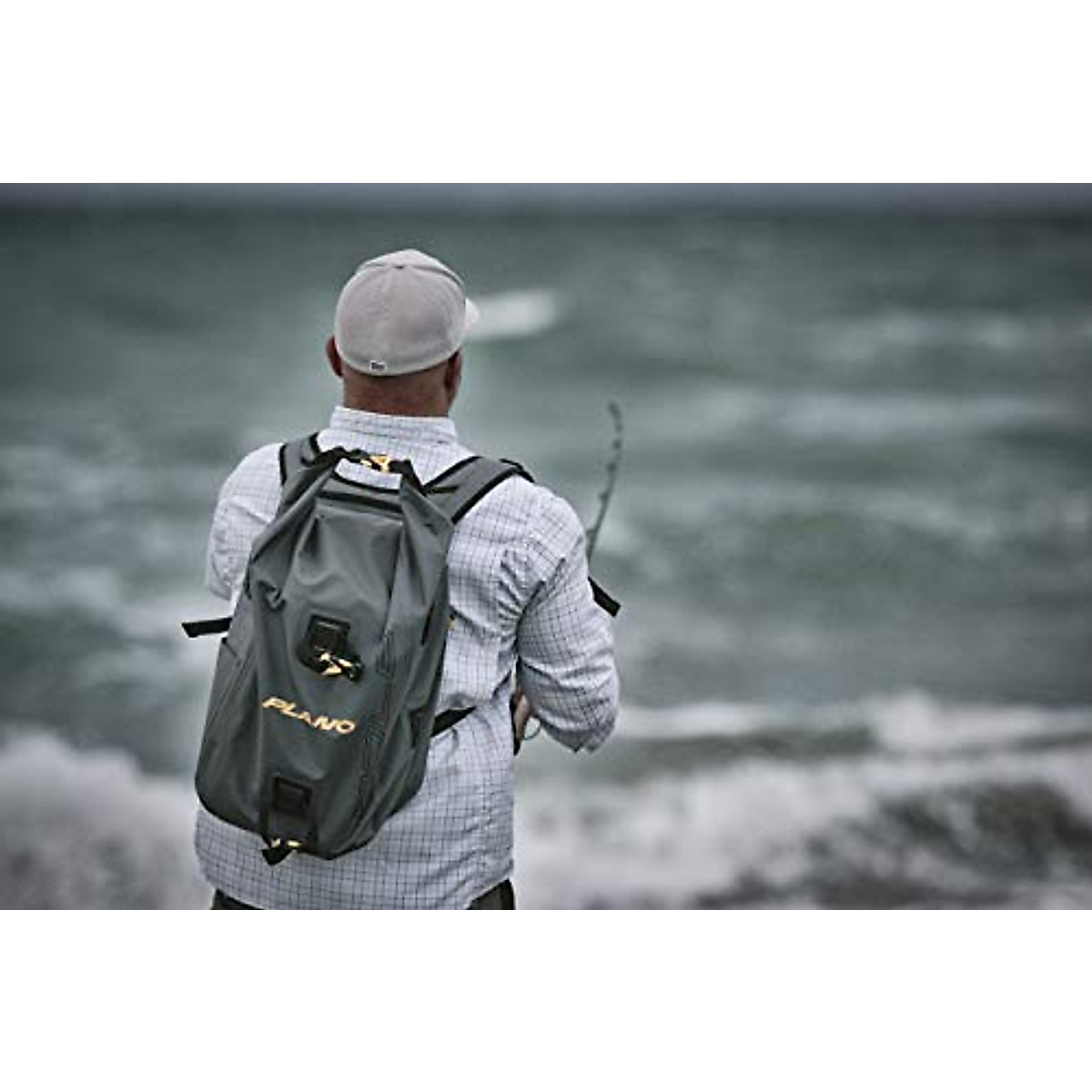 Plano Z-Series Roll-Top Waterproof Fishing Tackle Backpack, Gray Fabric, Includes 2 Clear 3700 Stowaway Utility Boxes, Fishing Backpack with Tackle Boxes