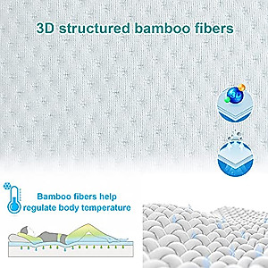 Hansleep Memory Foam Mattress Pad Twin, Cooling Twin Size Mattress Topper with Deep Pocket, Breathable Simple Bed Mattress Cover, 39x75 Inches, White