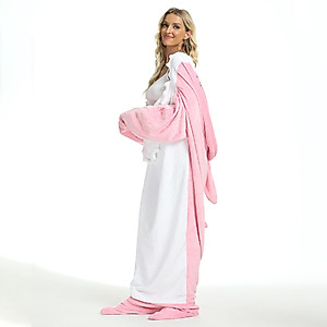 Shark Blanket for Adult & Kids - Cozy and Warm Wearable Shark Blanket Hoodie Onesie - Cute and Funny Cartoon Shark One-Piece Blanket Flannel Hoodie, Pink (L)