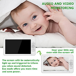 GUAZI STORE Baby Monitor, 7-inch Large Screen,Baby Monitor with Camera Audio Split Screen, Rotating Camera, Two-Way Talk, Temperature Monitoring,Baby 1080P Camera,Automatic Night Vision, Lullaby.…