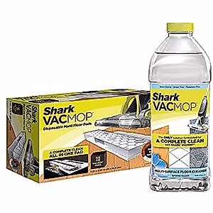 Shark VMP20 VACMOP Disposable Hard Floor Vacuum and Mop Pad Refills (20 ct.) & Multi-Surface Cleaner Bundle (2 Liter Bottle), Spring Clean Scent (Packaging May Vary)