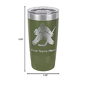 LaserGram 20oz Vacuum Insulated Tumbler Mug, Hockey Goalie, Personalized Engraving Included (Camo Green)