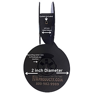 FJA Products Universal Typewriter Ribbon Twin Spool Black 1/2" Ribbon on 2 inch Spool with Eyelets. Made in USA