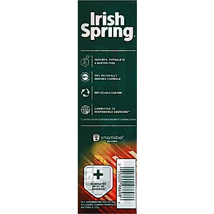 Irish Spring Antibacterial Bar Soap, Body and Hand Soap Bar Washes Away Bacteria, 3.7 Ounce, 8 Bars