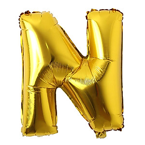 40 inch Letter Balloons Gold Alphabet Number Balloons Foil Mylar Party Wedding Bachelorette Birthday Bridal Shower Graduation Anniversary Celebration Decoration can fly with helium (40 INCH Gold N)