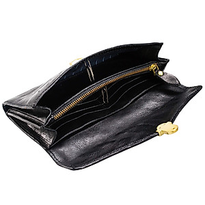 Ancicraft Womens Wallet Leather Purse Fashion For Women Phone Cards with Vintage Clasp Coin Pocket (Black)