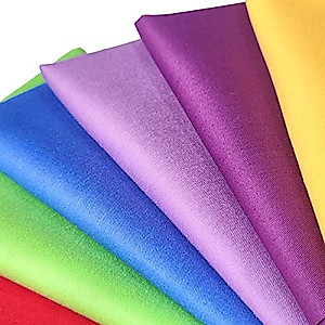 Gnognauq 7pcs 18" x 22" Rainbow Printed Plain Pure Cotton Fabric Pre-Cut Patchwork Fabric Bundles Sewing Square for DIY Sewing Quilting Handmade Scrapbooking