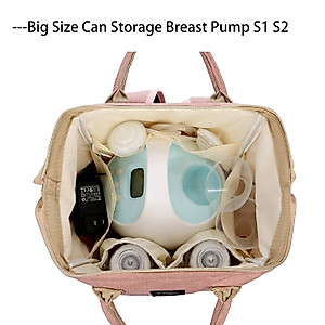 V-COOOL Breast Pump Bag with Cooler Double-layer Fresh-Keeping Bag Double Layer for Mother Outdoor Working Backpack with USB Charging Port(Pink)