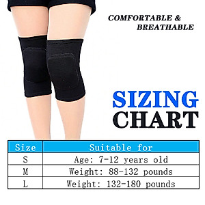 Wanlvhu Protective Sponge Knee pads for Volleyball, Soft Breathable Knee Support Knee Brace for Adult Kids Sports Dance Football Gym Skating (Full Black, Small)