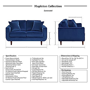 Lexicon Mapleton Living Room Loveseat, Navy Blue