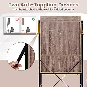 Giantex Over The Toilet Storage Cabinet - Freestanding Bathroom Organizer Rack with Adjustable Shelf, Sliding Barn Door, Paper Holder, Bathroom Space Saver, Above Toilet Storage Cabinet (Grey)