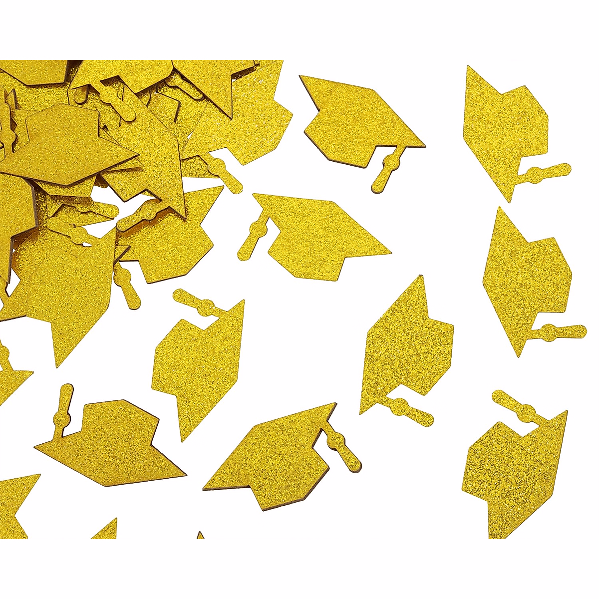 ONLYKXY 100pcs Graduation Cap Table Confetti Decor Glitter Confetti Graduation Hat Decoration for High School College Grad Party Decor Chocolate Favor Envelope Decal Scatter Bless Confetti (Gold)